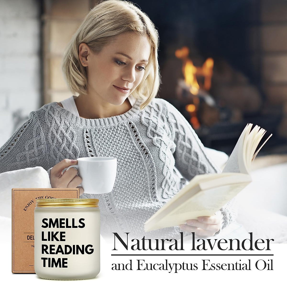 Book Lover Candle - Gifts for Readers, Bookworm, Librarian, Booklovers - Funny Bookish Gift for Women Friends Sister Men for Birthday Christmas Reading Accessories Book Themed Book Lover Club Gift