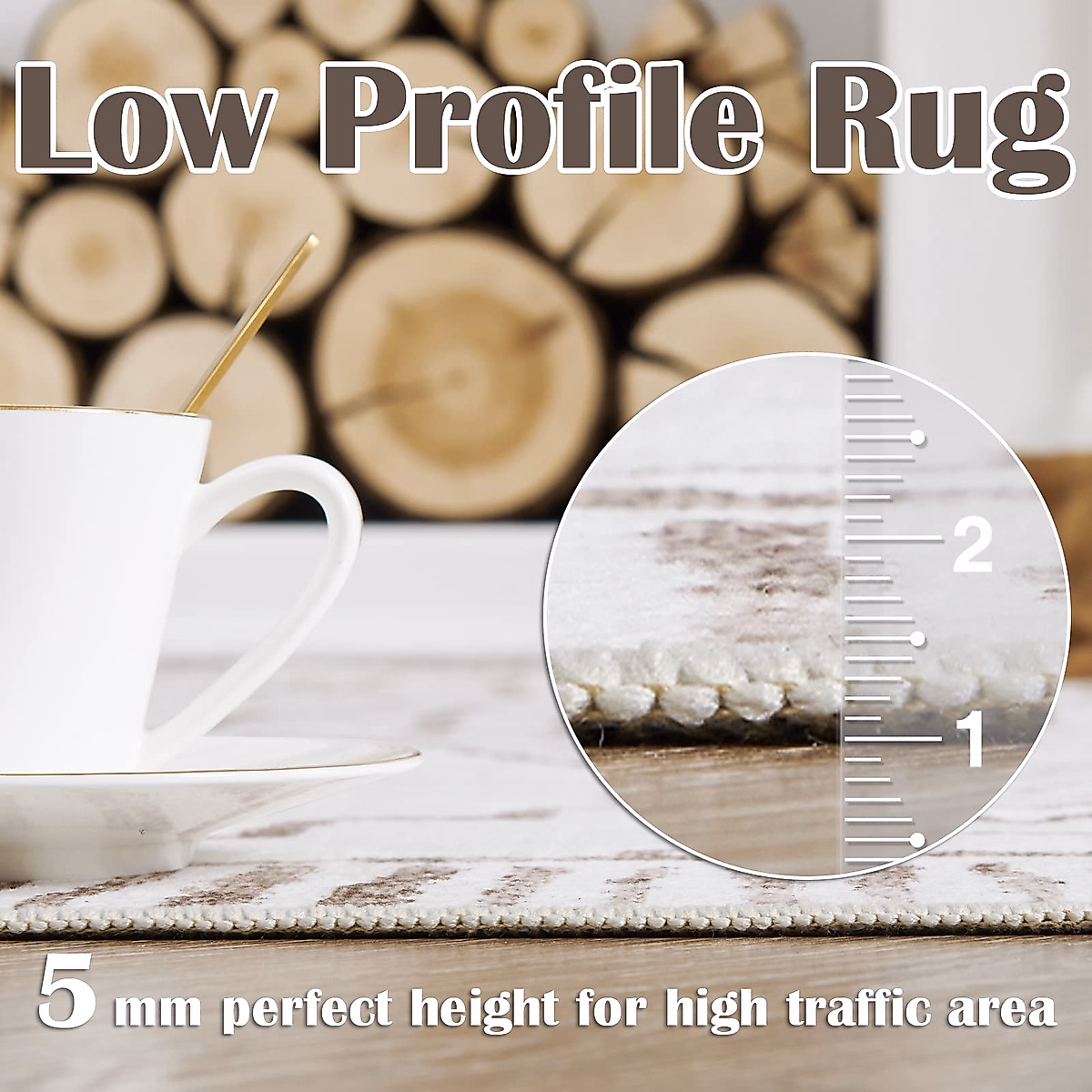 jinchan Area Rug 2x3 Entryway Rug - Washable Moroccan Rug Small Rug Indoor Door Mat Faux Wool Soft Geometric Accent Rug Contemporary Non-Slip Carpet for Bathroom Kitchen Living Room Bedroom Taupe