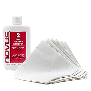 NOVUS Plastic Polish with 6ct Polish Mates Pack | Fine Scratch Remover #2 | 8 Ounce Bottle