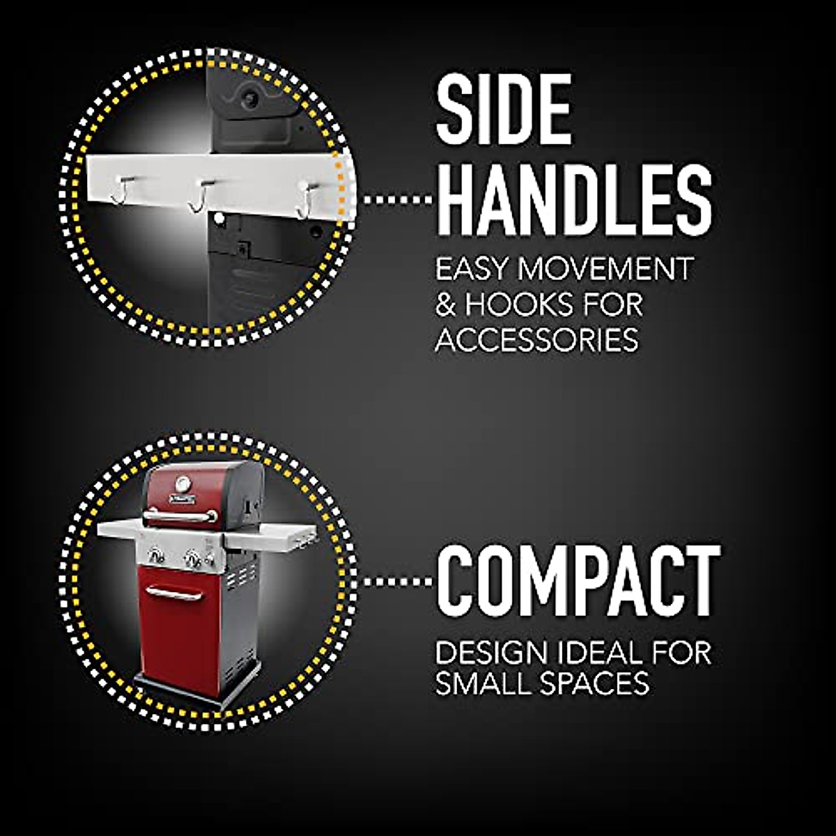 Permasteel 2-Burner Gas Grill | Cast Iron Cooking Grates, Grilling Tools Holder, Foldable Sides, PG-A40201-RD, Cabinet Style, 22000 BTUs – Red