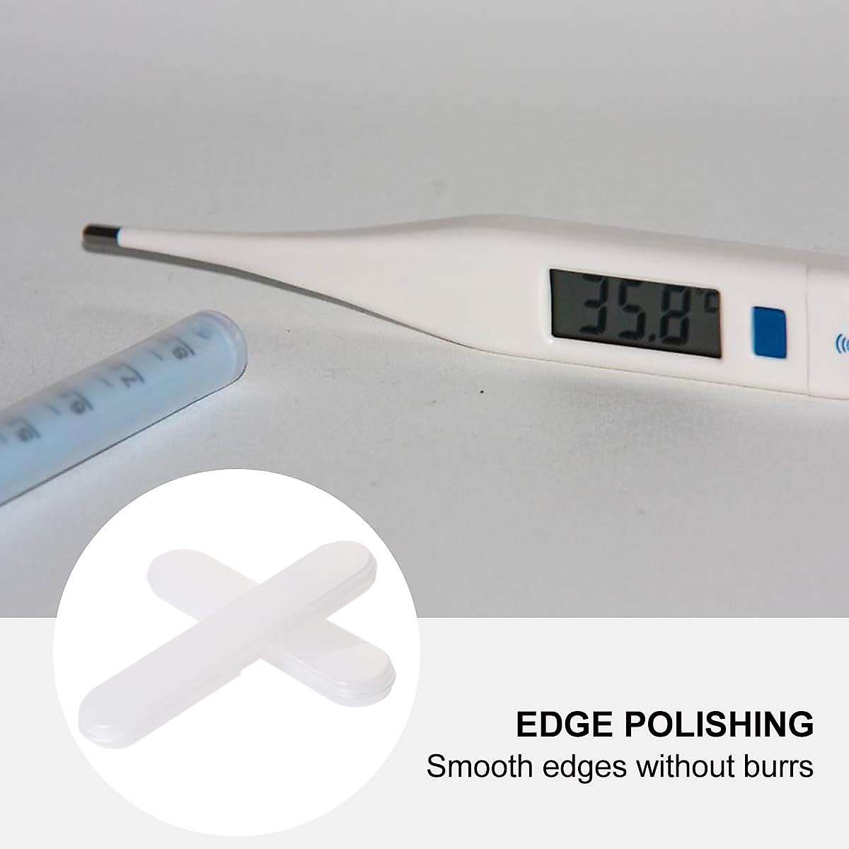 2Pcs Thermometer Case Plastic Digital Thermometer Storage Box Thermometer Containers for Adult 14.5x3x1.5cm (Transparent Color)