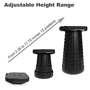 Deer's Life Portable Folding Stool, Upgrade Square Collapsible Stools for Adults Heavy Duty 485lbs Yet Small Lightweight Telescoping Retractable Camping Stools for Fishing Travel Outdoor Indoor