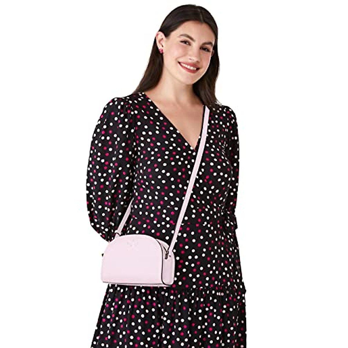 Kate Spade Perry Dome Saffiano Leather Crossbody Bag Purse Handbag (Pale Amethyst)