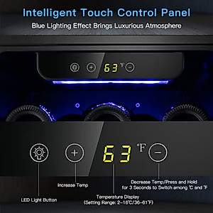 33 Bottle Evolution Series Wine Cooler, 20 Inch Wine Refrigerator for 33 Bottles and Tempered Glass Door，Small Refrigerator for Beverage Storage (33-bottles)