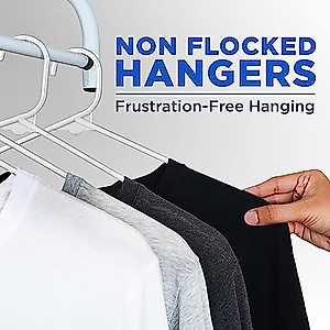 Serenelife White Standard Plastic Hangers - Space Saving Durable Tubular Heavy Duty Clothes Hanger Set Ideal for Laundry/Daily Use, Can Hold Up to 5.5 Lbs. for Coats, Jackets, Pants & Dress(100-Pack)