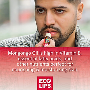 LIP BALM Mongo Kiss 6-Pack (6 tubes) by Eco Lips 100% Organic Beeswax & Cocoa Butter Lip Care with Organic Mongongo Oil - Soothe & Moisturize Dry & Cracked Lips - Made in USA. (Peppermint)