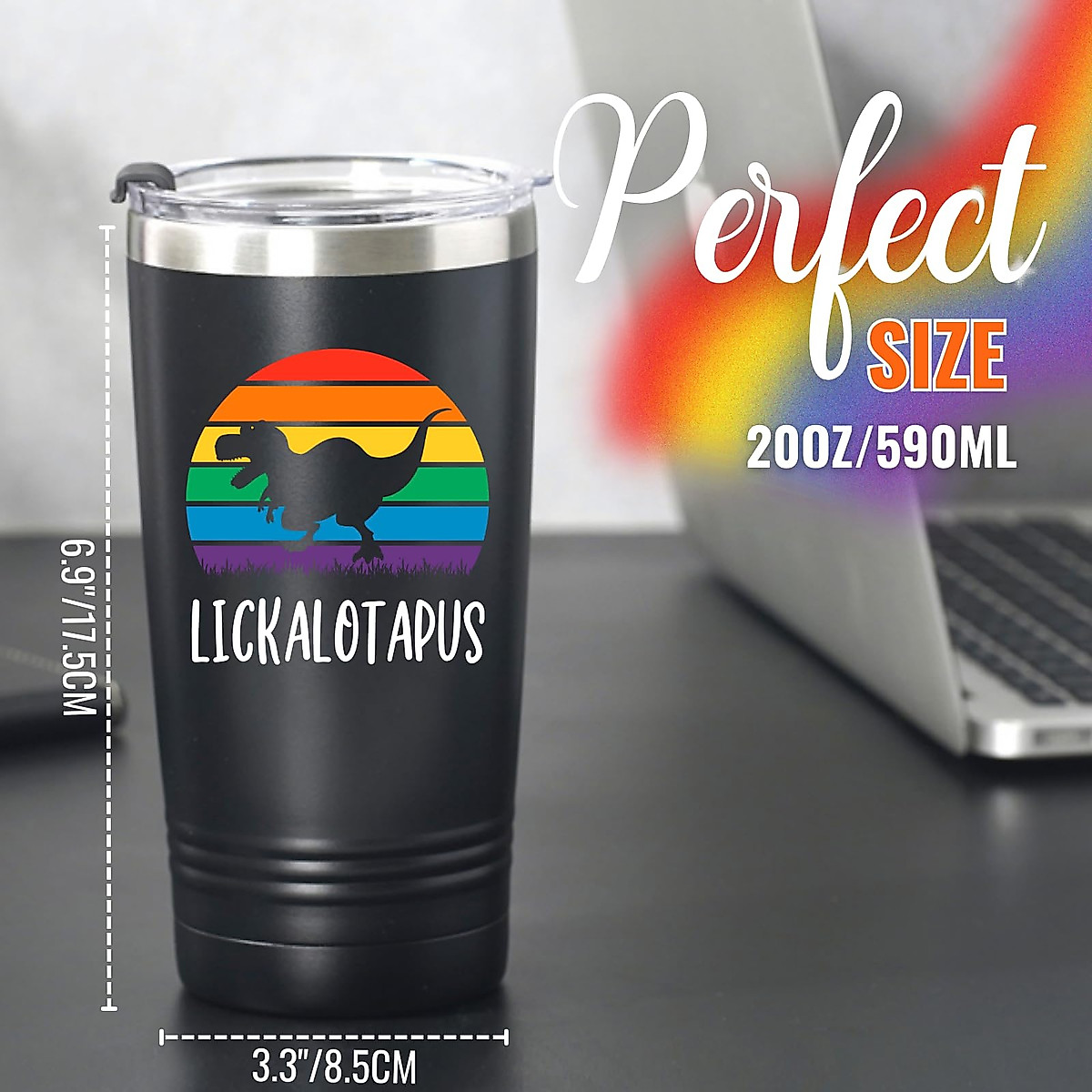 Onebttl Lesbian Gifts, LGBTQ Gifts for Pride Month, Insulated 20oz Stainless Steel Tumbler with Straw, Brush, Lid, Gift Box Included, Lickalotapus…