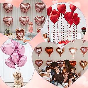 Golray 24pcs Heart Foil Balloons Love Red Pink Gold Rose 18 Inch Mylar Balloon for Valentine Day Decorations Backdrop Balloons Wall Romantic Night Proposal Wedding Anniversary Valentine Party Decor