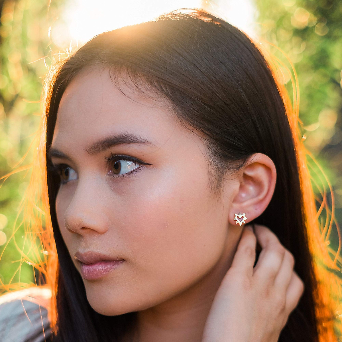 Philippine Heart Sun Earrings Filipino pride jewelry Filipina heritage flag (Gold)