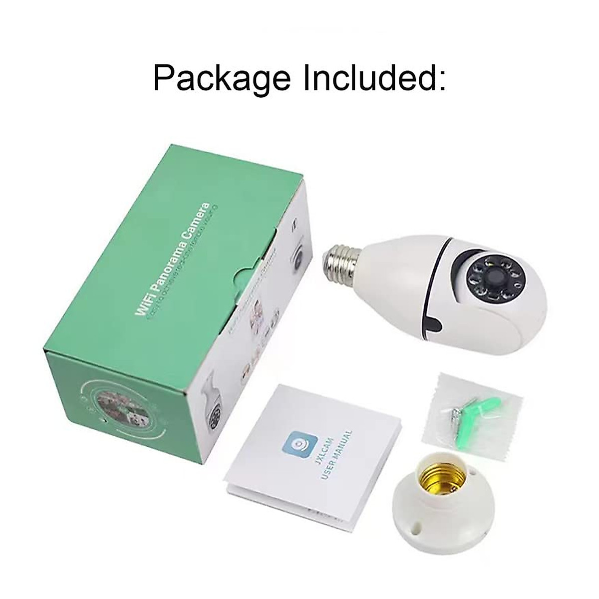 2022 New Light Bulb Camera, Wireless WiFi Full HD 5MP Security Light Bulb Camera, 360 Panoramic IP Camera, 1080P 2.4GHz Indoor Outdoor WiFi Camera with Real-time Motion Detection, Alerts, Night Vision