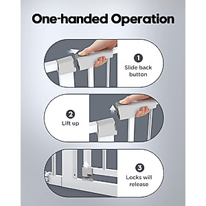 Ciays 29.5” to 37.8” Safety Baby Gate, Extra Wide Auto-Close Dog Gate for Stairs, Easy Walk Thru Indoor Pet Gate for Doorways and Rooms,30in Tall, White