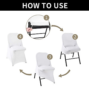 Ascoza 20 Pack White Spandex Folding Chair Covers in Stretch Washable Fabric for Wedding, Party,Holidays,Celebration and Other Special Events