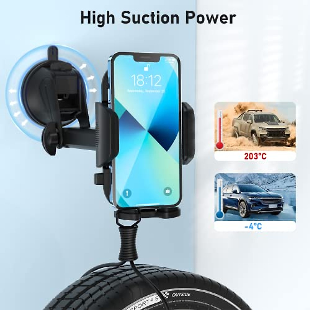 Fengtin Phone Mount for Car [Military-Grade Suction] 3 in 1 Car Phone Holder Mount Windshield Dashboard Air Vent Universal Car Dashboard Mount Phone Holder for Car Dashboard Fit All Smartphone
