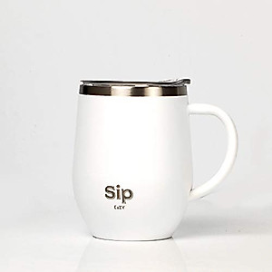 Sip Eazy TURQUOISE Double Walled St/Steel Insulated MUG/CUP with HANDLE & LID 12oz- Keeps Drinks Hot or Cold for many hours - COFFEE, TEA, WATER, WINE - Arrives Boxed for easy Gifting!