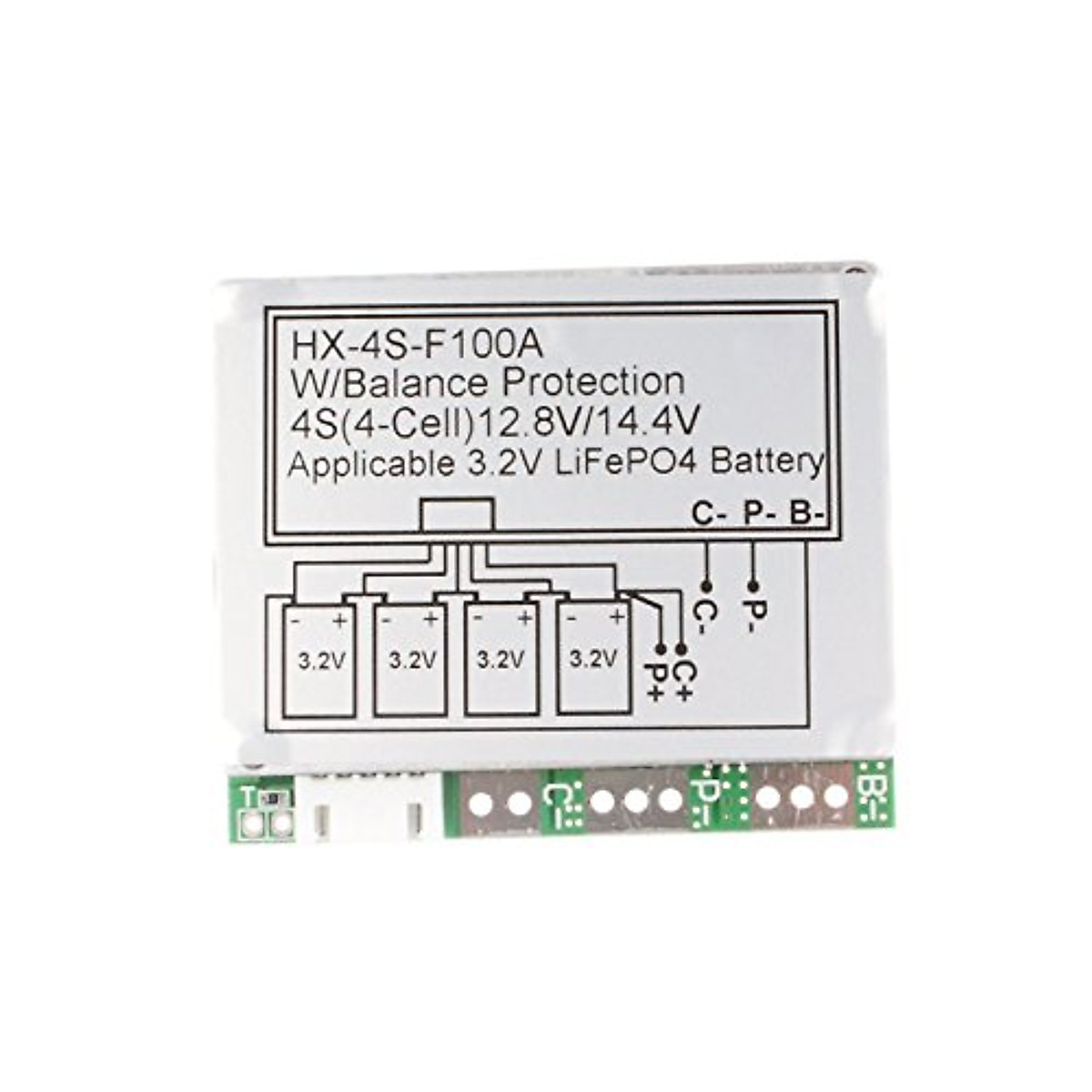 NOYITO 100A 4S 3.2V Lithium Iron Phosphate Battery Protection Board 12.8V with Balance Over-Current Over-Charge Over-Discharge Short-Circuit Protection