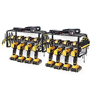 ONEPENG Power Tool Organizer,Gifts for Men,Garage Tool Organizers and Storage,Heavy Duty Metal Tool Shelf,Utility Storage Rack for Cordless Drill,Perfect for Father's Day (2pack,Black)