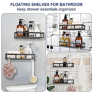 Infitran 2-Pack Shower Caddy Basket Shelf No Drilling Traceless Adhesive Shower Wall Shelves Bathroom Shower Storage Organizer Shampoo Holder Organizer for Bedroom Bathroom Living Room Kitchen (2)