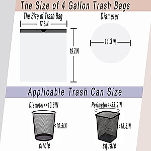 4 Gallon Trash Bag, Small Drawstring Trash Bags, 15 Liter White Garbage Bags, 72 Count