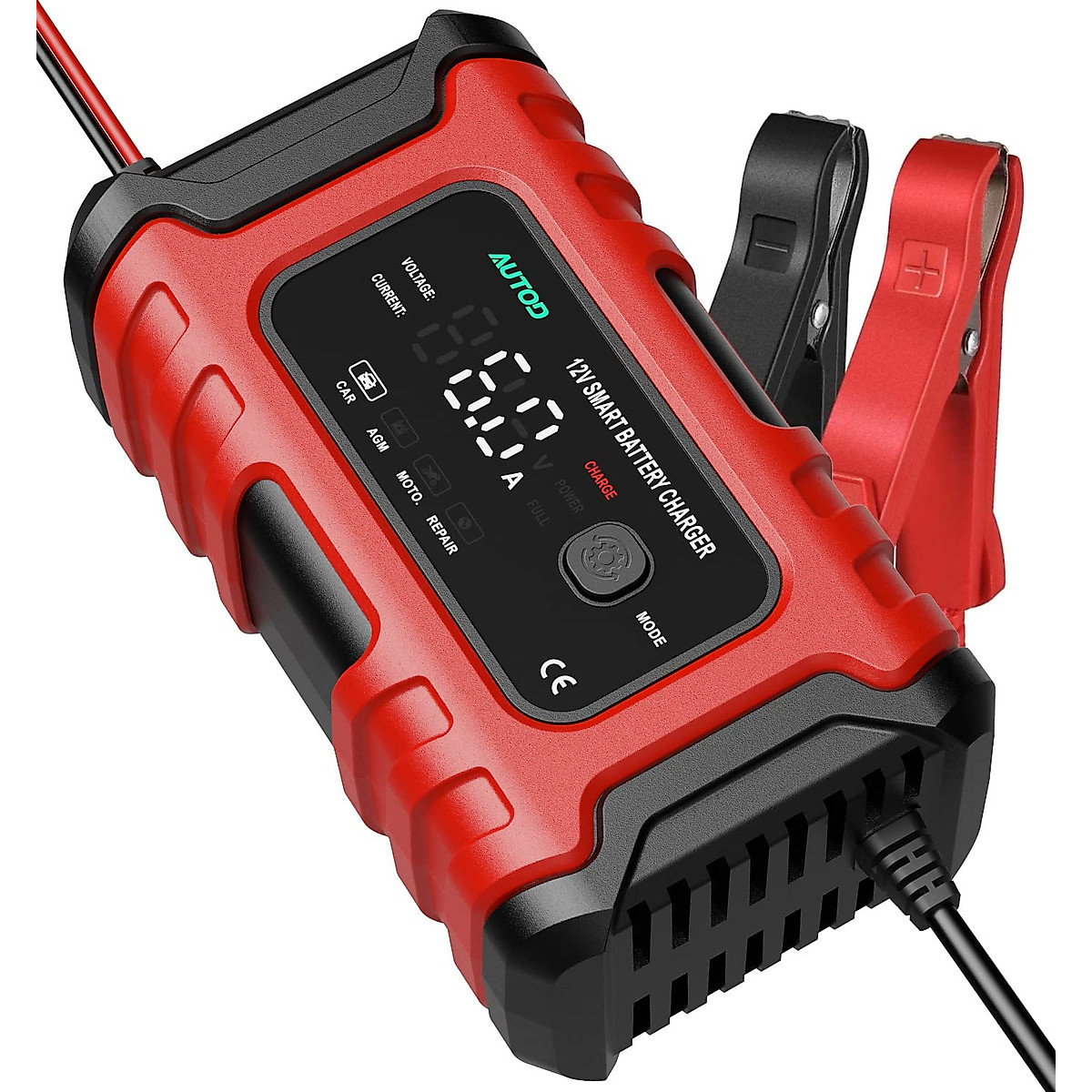 6-Amp Car Battery Charger, 12V Smart Automatic Battery Charger Maintainer Trickle Charger with Temperature Compensation for Car Truck Motorcycle Lawn Mower Boat Marine Lead Acid Batteries