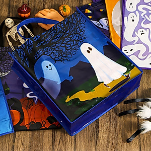 JOYIN 12 Halloween Large Treat Goody Tote Bags 17” x 15” for Halloween Trick or Treat Candy Bags, Gift Goodie Bags, School Classroom Bags, Party Favor Supplies