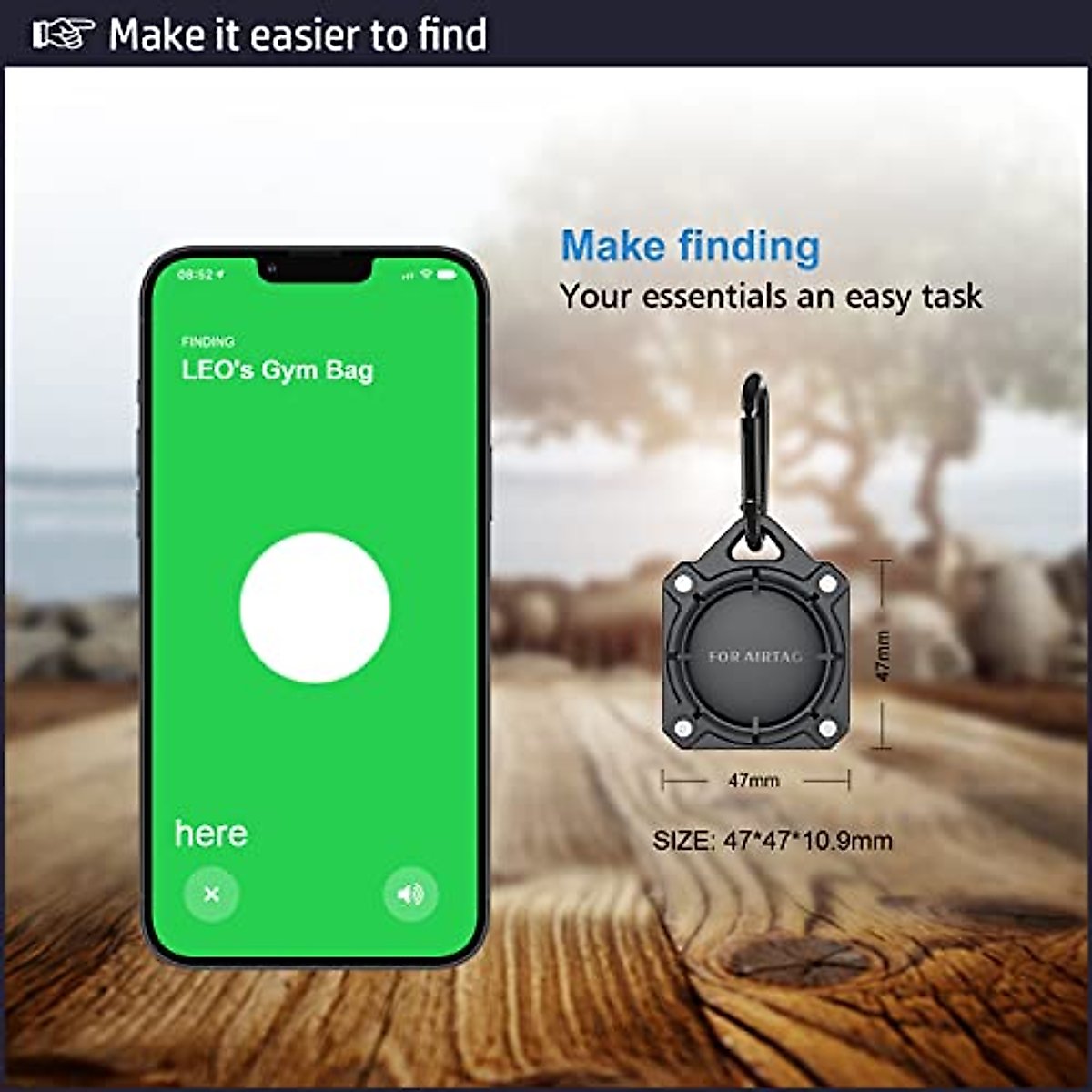 HBT Waterproof Airtag Holder/AirTag Keychain Case, Fully Enclosed, Durable, Secure Protector for AirTag with Key Ring (1pack)