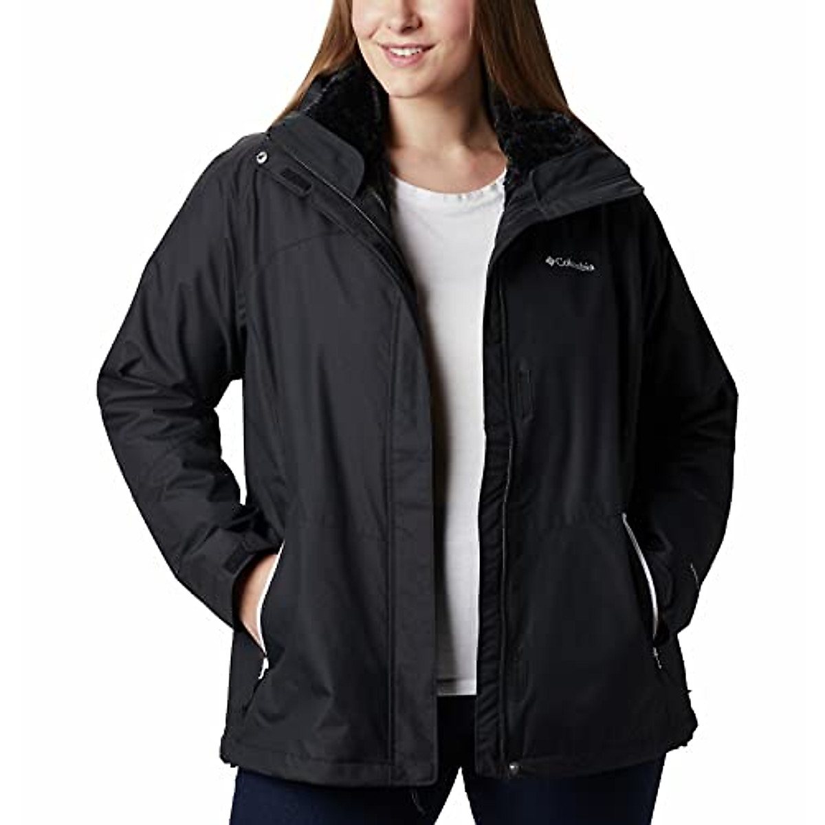 Columbia Women’s Bugaboo II Fleece Interchange Winter Jacket, Waterproof & Breathable, Black, Large