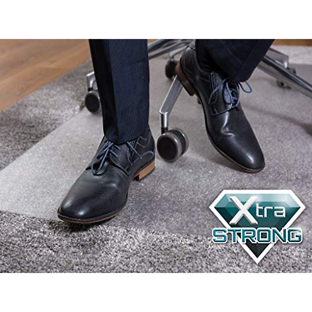 KAISER PLASTIC Chair Mat | Xtra - Strong Quality | Made-in-Germany | 36" x 48" x 1/8" with Lip | for Low/Medium Pile Carpets Polycarbonate