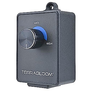 TerraBloom Fan Speed Controller For Booster Inline Exhaust and Duct Fans. Blower Airflow and Motor Speed Adjuster. Rated For Up To 350W. Continuous Dial Rheostat Control