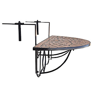 ZQQLVOO Hanging Balcony Table,Patio Table Decoration,Mosaic Table Outdoor,Mosaic Plant Stand,Garden Table,Tea Table,for Gardens,Decks,Porches and Backyards,Terracotta Mosaic