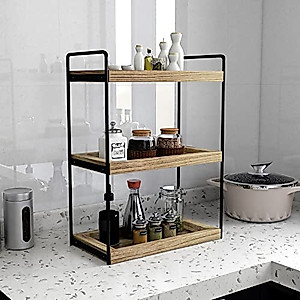 Dorhors 3 Tier Bathroom Counter Organizer,Countertop Bathroom Organizer and Storage Shelf,Bathroom Counter Tray and Vanity Organizer,Makeup and Cosmetic Organizer,Wood Counter Standing Spice Rack