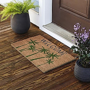 Avera Products | Palm Tree Welcome Mat, Natural Coir Fiber Doormat, Anti-Slip Mat Backing