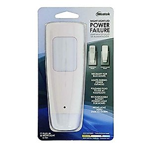 Westek Emergency Light, 1 Pack – Multi-Function LED Rechargeable Flashlight, Power Failure Light and Night Light – Must-Have Power Outage Lights, Ideal for Storms, Blackouts – NL-PWFL AmerTac