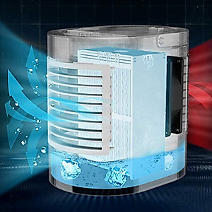 NOLITOY Portable Air Conditioner Fan, Mini Air Cooler Oval USB Air Cooling Fan for Home Office Outdoor Personal Use (Blue)