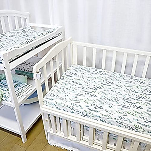 DILIMI Crib Sheet Fitted Crib Sheets for Baby Boys Girls, Ultra-Soft Cotton Blend Baby Sheet Fits Standard Crib and Toddler Mattress, Green Leaf
