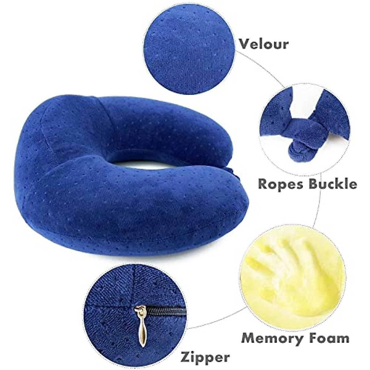 Cozy BoSpin Travel Pillow - Luxury Memory Foam Neck Support Cushion Neck Support Pillow (Gray)