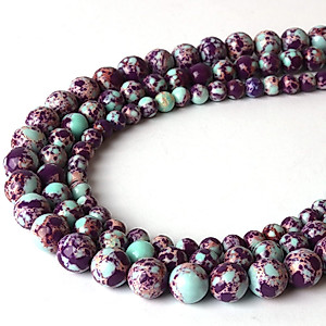 GOMOOBEADS 36 PCS of Natural Purple Imperial Jasper Beads for DIY Jewelry - 10MM Round Spacer & Energy Healing Stones, 15.5" Strand of Gemstones for Bracelets & Necklace