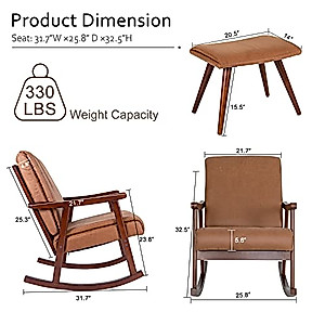 Okeysen Nursery Rocking Chair with Ottoman,Upholstered Rocker Chair Glider Chair for Nursery,Nursing Chair with Footrest,Mid Century Modern Accent Armchair for Nursery Bedroom Living Room