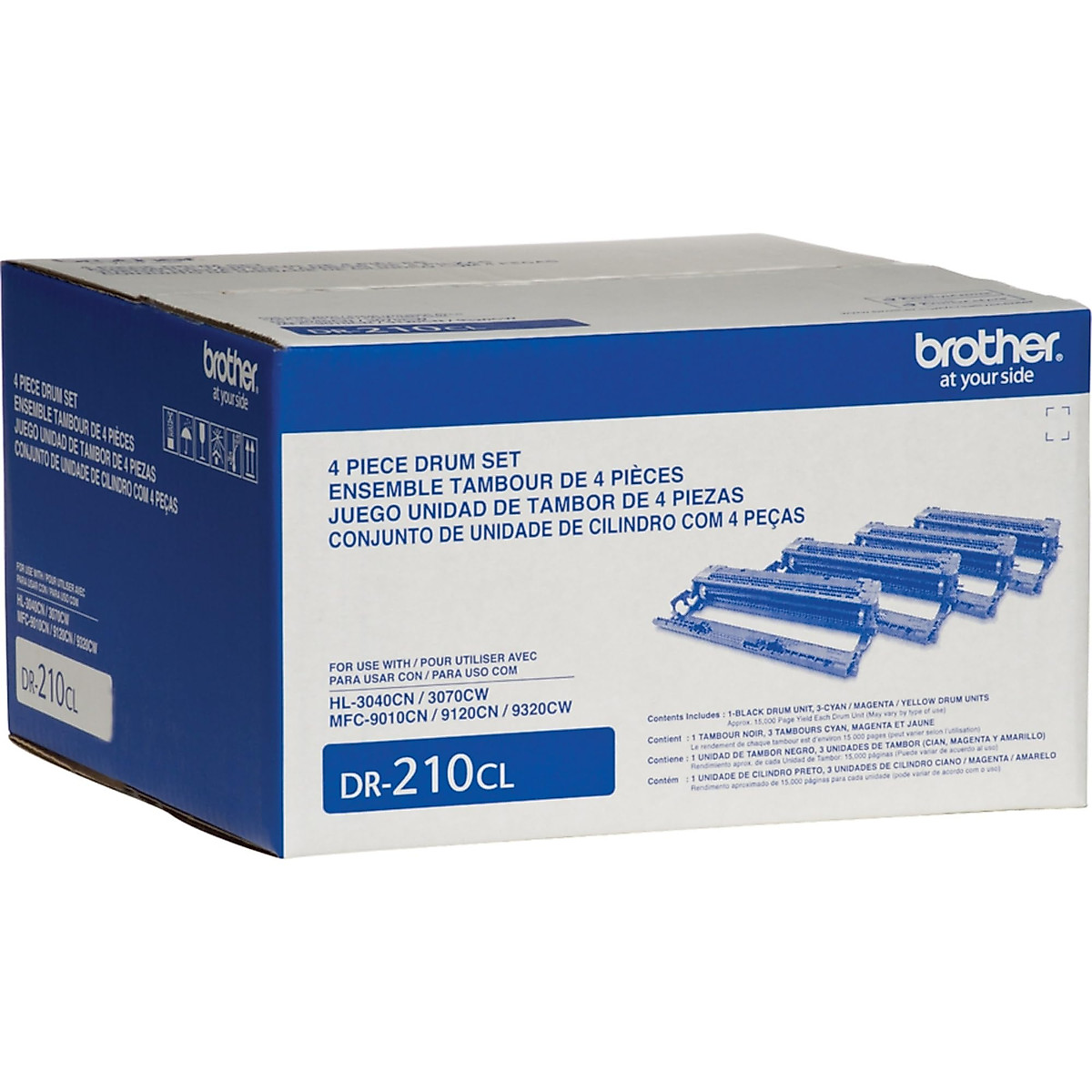 Brother DR-210CL Four Drums - 1 Black, 1 Cyan, 1 Magenta, 1 Yellow - Retail Packaging - DR210CL