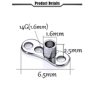 Uqnwbdq G23 Titanium Dermal Base Dermal Piercing Jewelry Hypoallergenic implant medical Dermal Anchor Top Dermal Jewelry kit Surgical Stainles Steel Diamond Microdermal Piercing Jewelry for Women Men