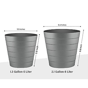 Zuvo Plastic Paper Bin 8L - Shatter-Proof Waste Basket for Office Desk & Bedroom Bin - Ideal Paper Bin with Wave Design - Grey