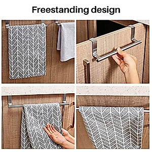 Spacesea Towel Rack for Cabinet, Strong Steel Kitchen Over Cabinet Towel Bar Rack - 2 Pack