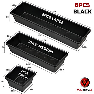 ONREVA Tool Box Organizer Tray Divider Set, Extra Large Toolbox Trays, Tool Box Organizers and Storage Kit, Rolling Tool Chest Drawer Bins, Hardware Screwdrivers Pliers Organization, 6pcs