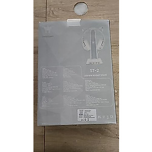 PHNIXGAM RGB Headphone Stand with 3.5mm AUX and 3 Port USB 2.0 Hub, Universal Gaming Headset Hanger Holder for Computer Gaming Gamer Accessories (White)