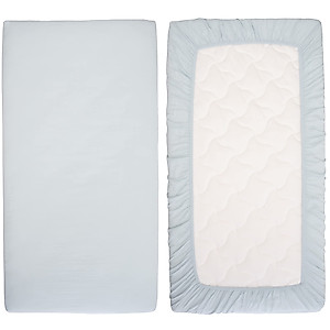 Muslin Crib Sheets for Boys and Girls, 28"x 52" + 9", 100% Cotton Neutral Fitted Sheet, Soft and Breathable, Solid Colors for Standard Crib Mattresses, Great for Baby, Kids and Toddlers (Baby Blue)