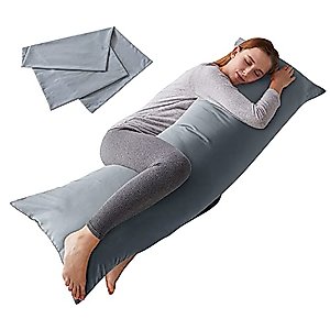 ELNIDO QUEEN Body Pillow with Pillowcase - Soft Long Bed Pillow for Adults - Breathable Full Body Pillow Insert for Sleeping, 20x54inches, Grey