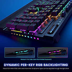 RisoPhy Pro Wired Mechanical Gaming Keyboard, Hot Swappable Red Switches Mechanical Keyboard, Linear & Silent, RGB Backlit, Programmable Macro, Magnetic Wrist Rest, Media Control (Limited Edition)