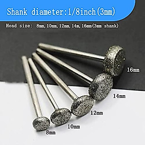 Luo ke 10 Pcs Round Shape Diamond Mounted Grinding Head Burrs for Rotary Tools with 1/8 Inch Shank