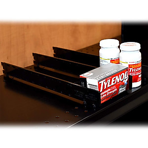 Black Extendable Adjustable Depth Gondola Shelf Dividers for Shelves 14" to 22" D, 100 Pack