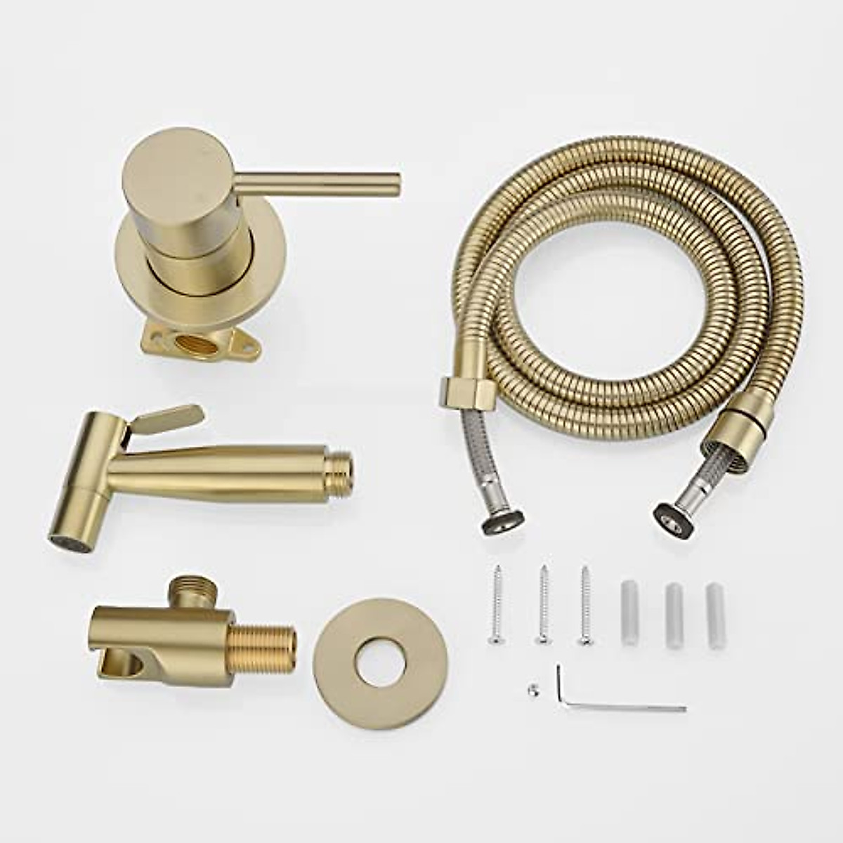 MINJING Hand Held Toilet Bidet Sprayer, Hot and Cold Brushed Gold Stainless Steel Bidet Jet Douche Kit, Toilet Washer Cleaning Shower Faucet,Black