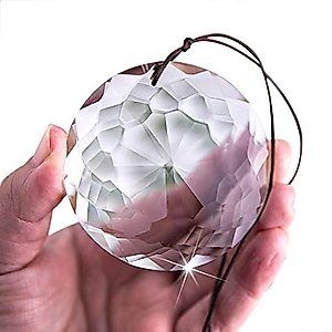 Hanging Crystal Suncatcher Chandelier Crystals Prisms Clear Chandelier Crystals Flower of Life Prisms Suncatcher Window Hanging Ornament Crafts(75MM)